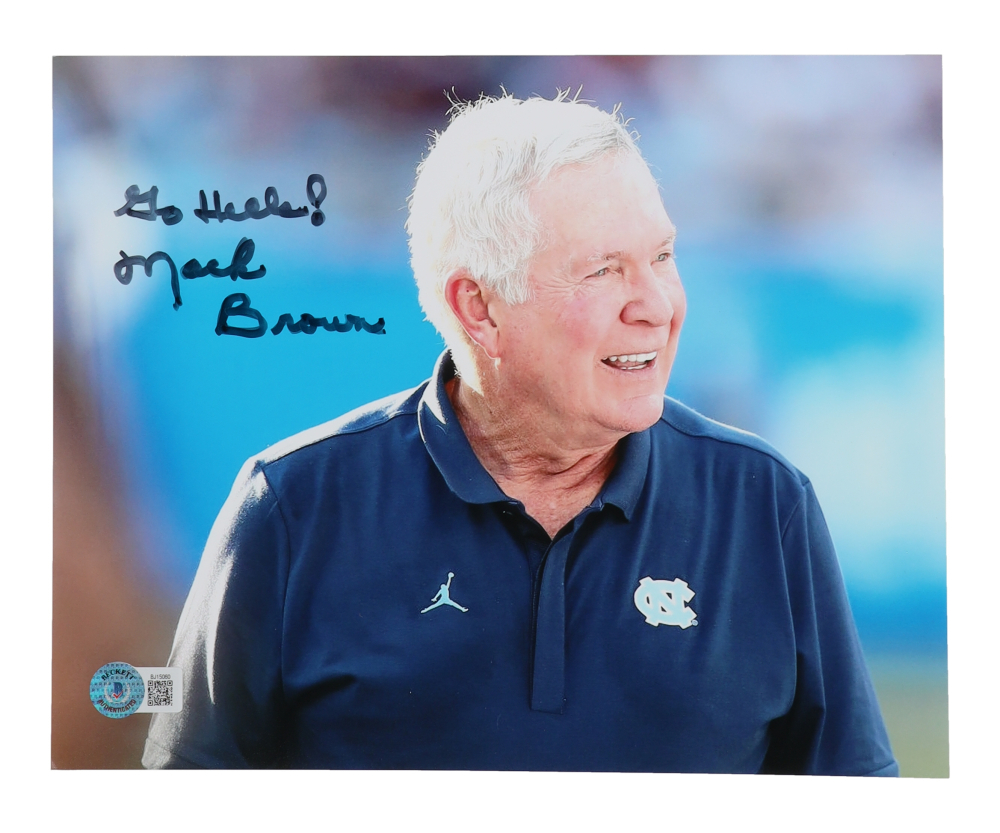 Mack Brown Signed North Carolina Tar Heels 8x10 Photo Inscribed "Go ...