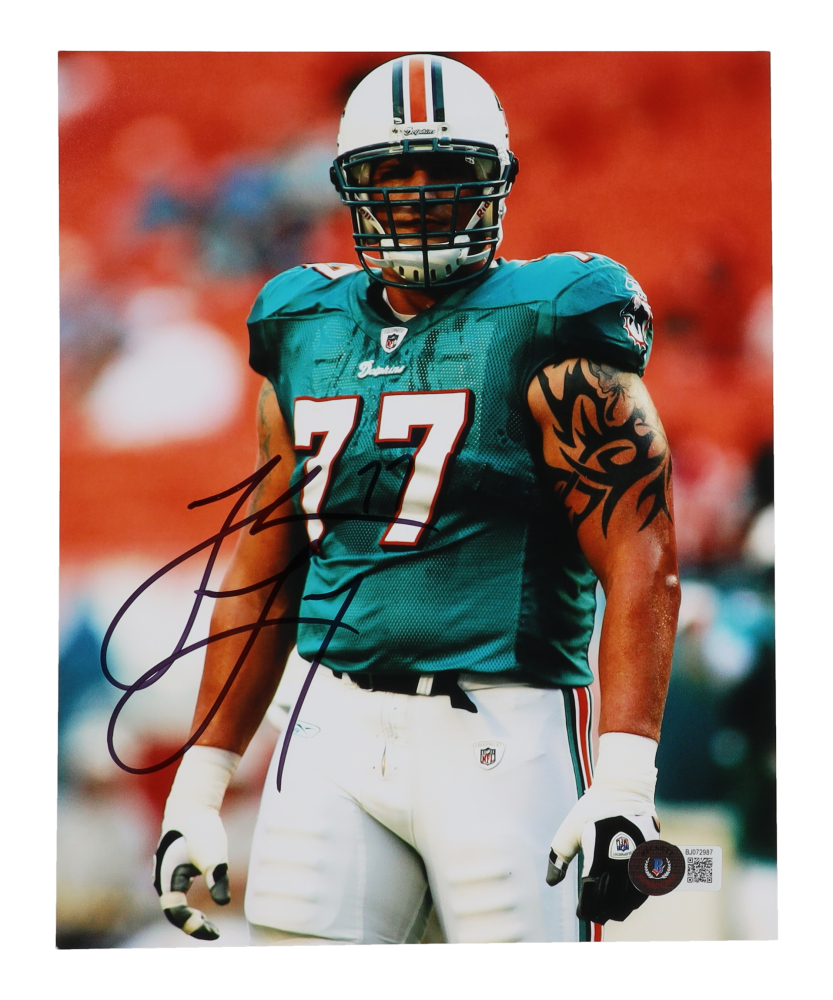 Jake Long Signed Dolphins 8x10 Photo (Beckett) | Pristine Auction
