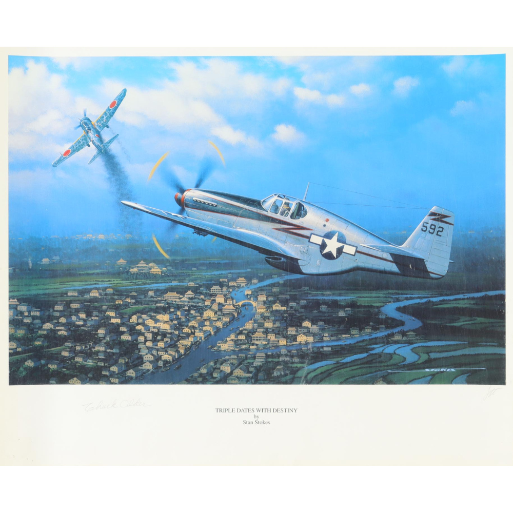 Chuck Older Signed "Triple Dates with Destiny" 18x22 Lithograph By Stan ...