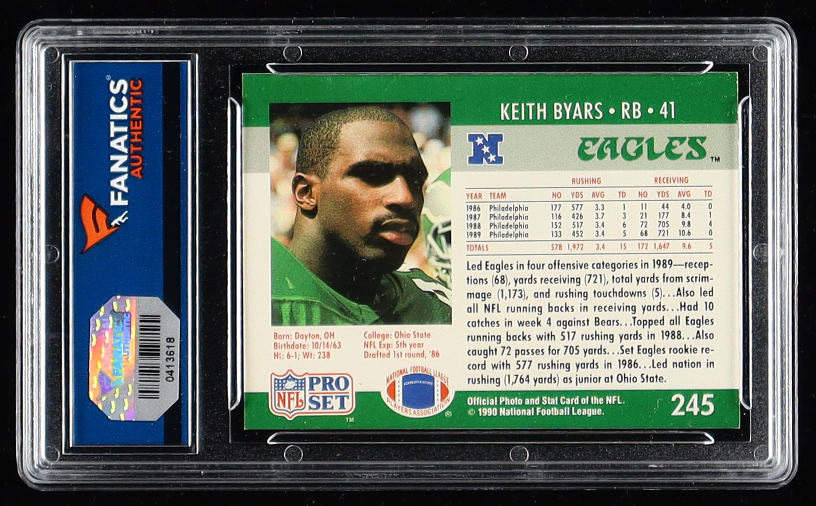 Keith Byars Signed 1990 Pro Set #245 (Fanatics) | Pristine Auction