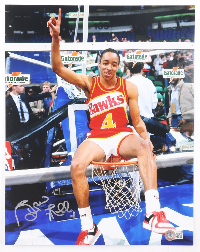 Spud Webb Signed Hawks 11x14 Photo (Beckett) | Pristine Auction