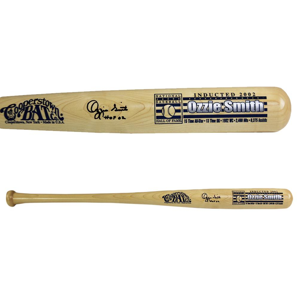 Ozzie Smith Signed Cooperstown Hall of Fame Logo Baseball Bat Inscribed ...