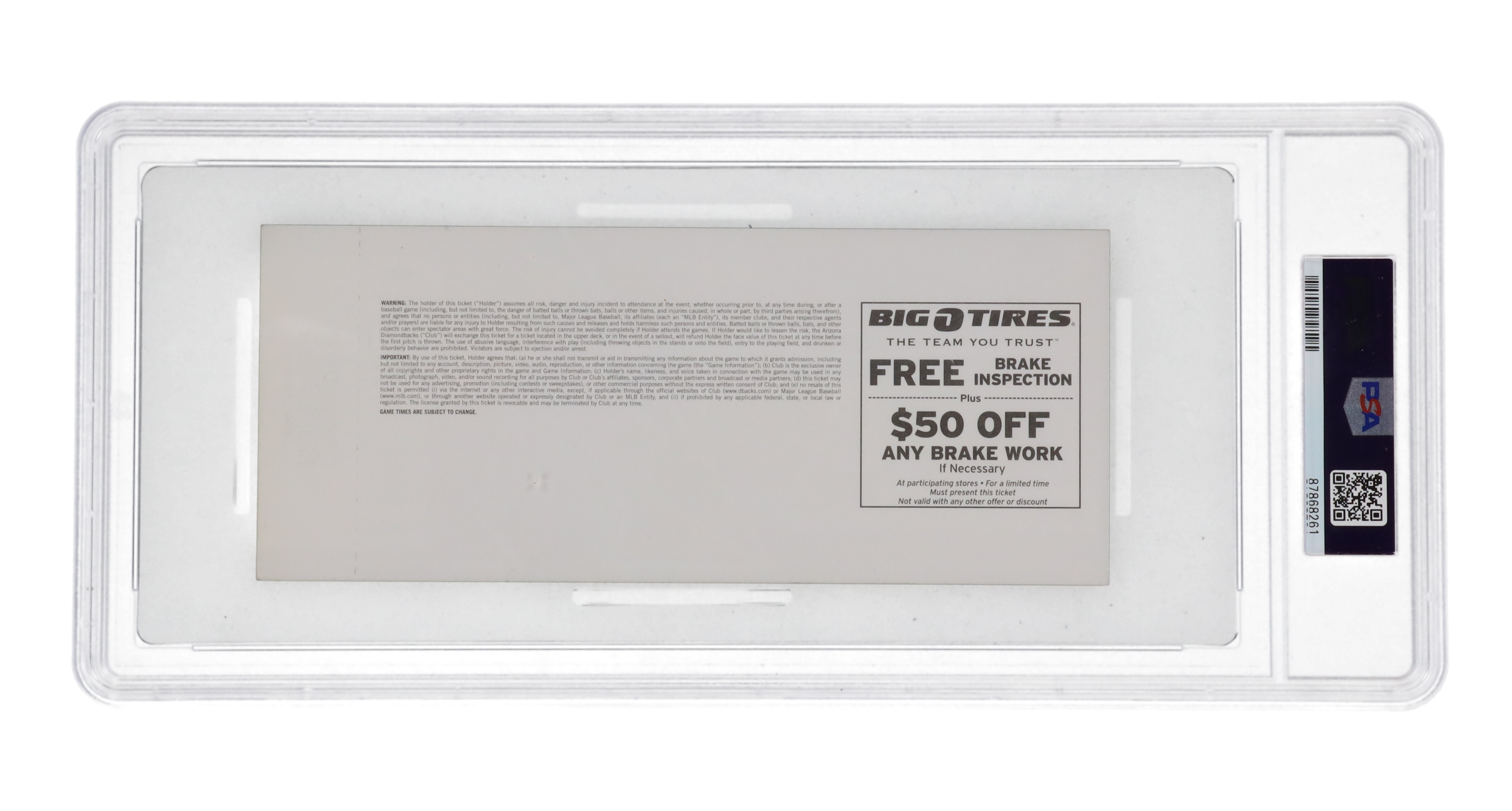 2010 Diamondbacks Opening Day Full Ticket Stub (PSA) | Pristine Auction