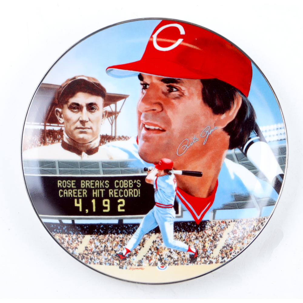 Pete Rose Signed "Platinum Edition" LE 1985 Reds Ceramic Art Plate (JSA ...