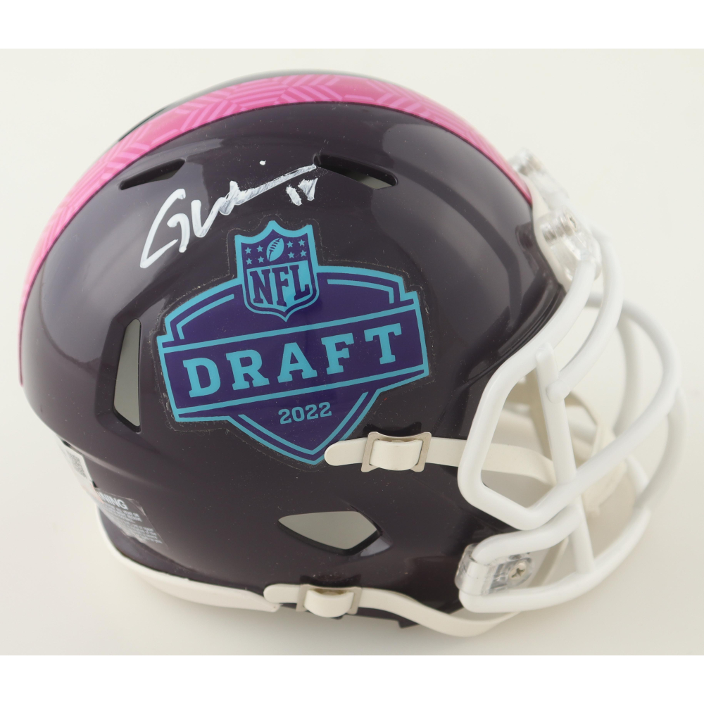 Garrett Wilson Signed 2022 NFL Draft Logo Speed Mini Helmet (Fanatics ...