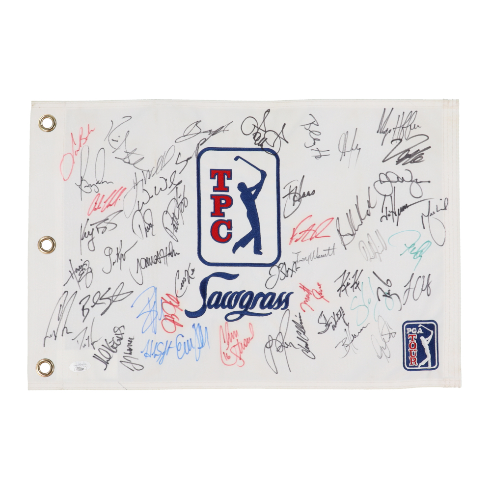 TPC Sawgrass Golf Pin Flag Signed By (48) With Brooks Koepka, Justin ...