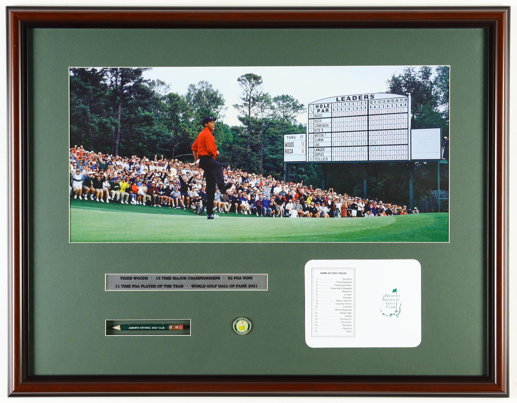 Tiger Woods Custom Framed Photo Display With Masters Scorecard, Pencil ...