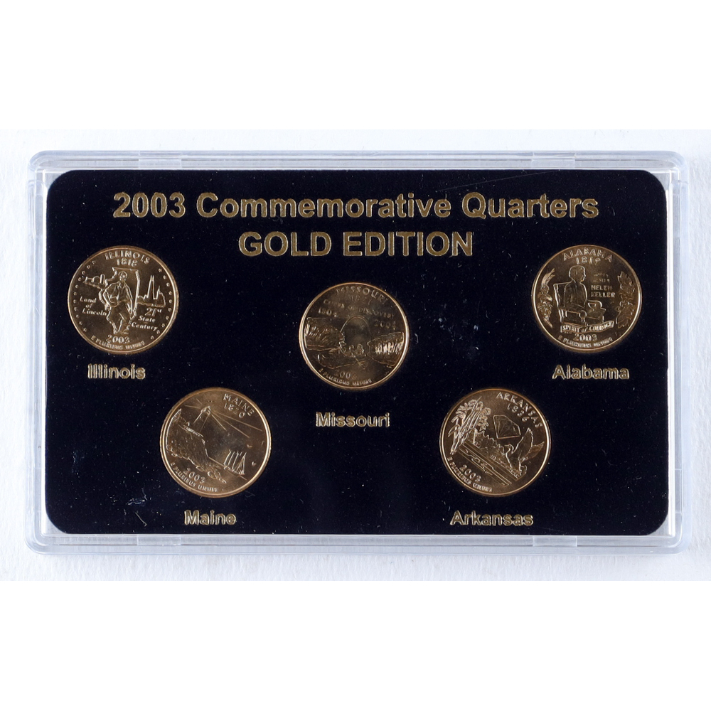 2003-D/P 50 States Commemorative Quarters Gold Edition Set with (5 ...