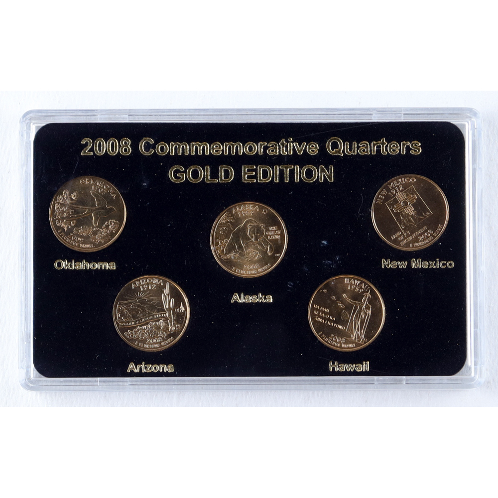 2008-D/P 50 States Commemorative Quarters Gold Edition Set with (5 ...