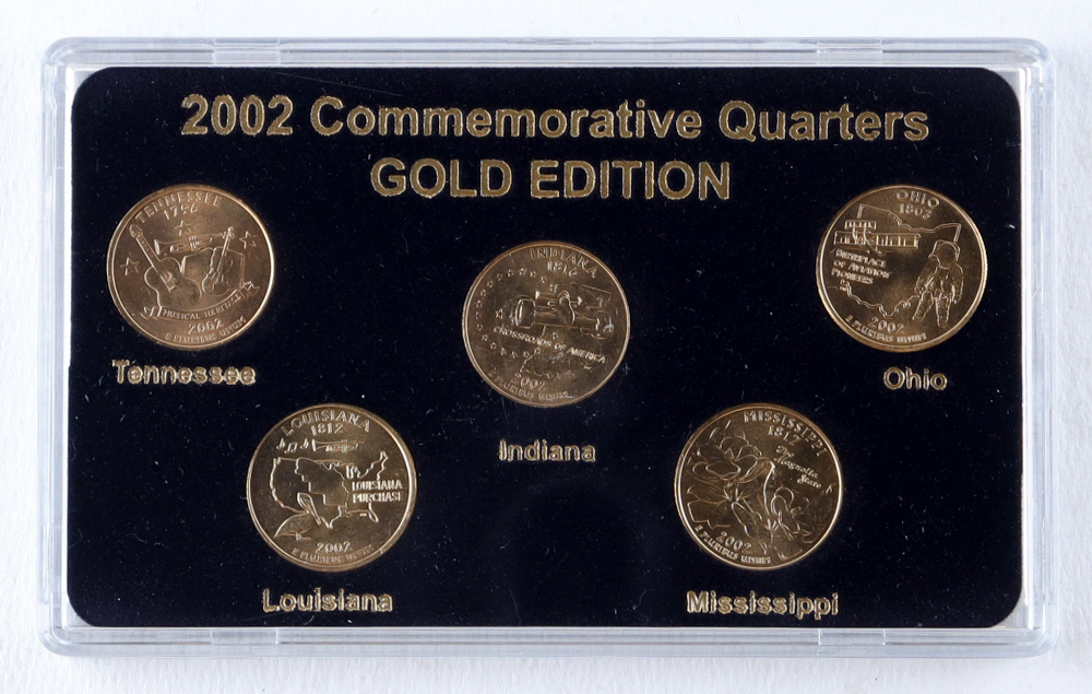 2002-D/P 50 States Commemorative Quarters Gold Edition Set with (5 ...