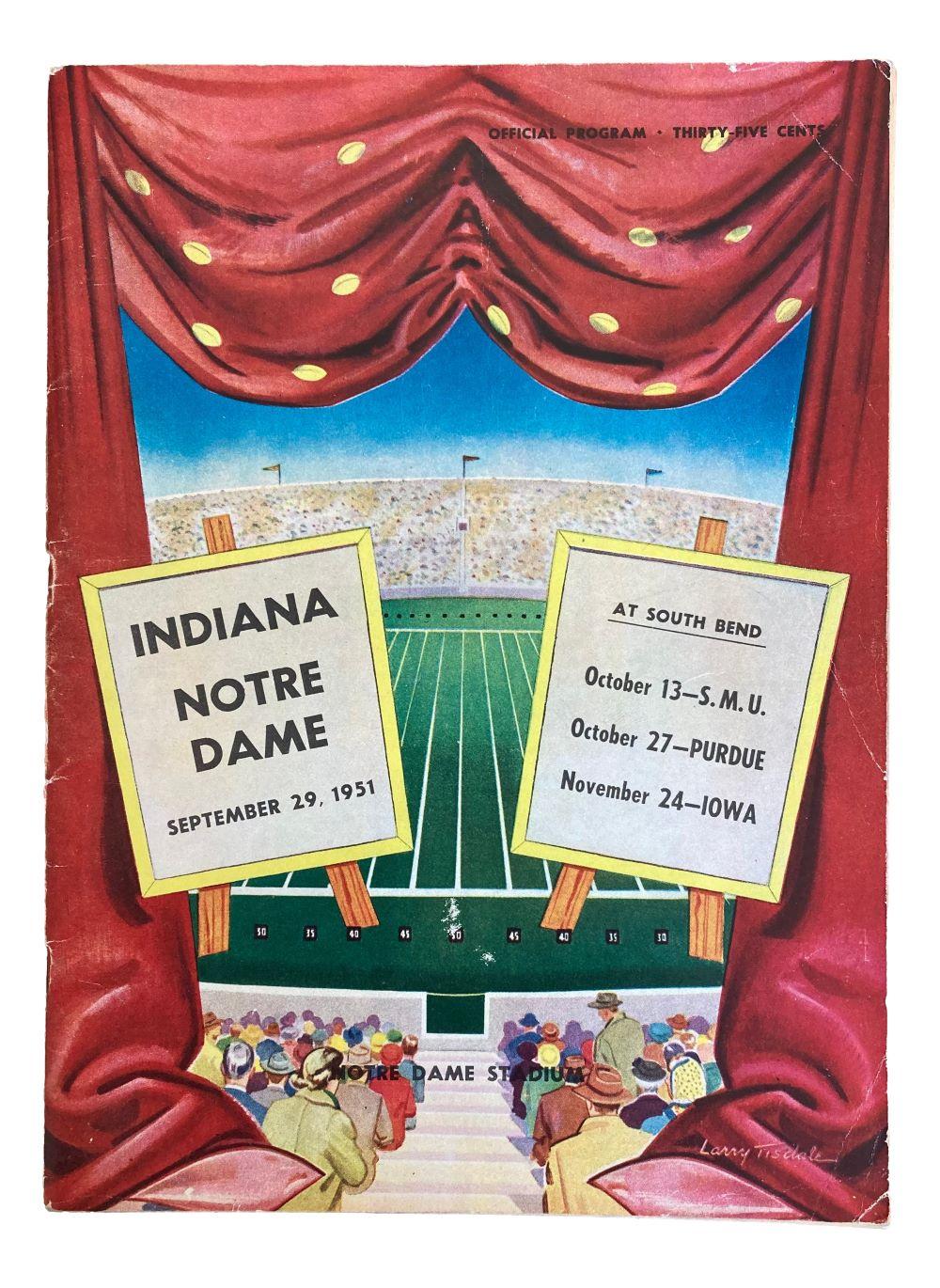 1951 Notre Dame Fighting Irish vs Indiana Hoosiers Official Game ...
