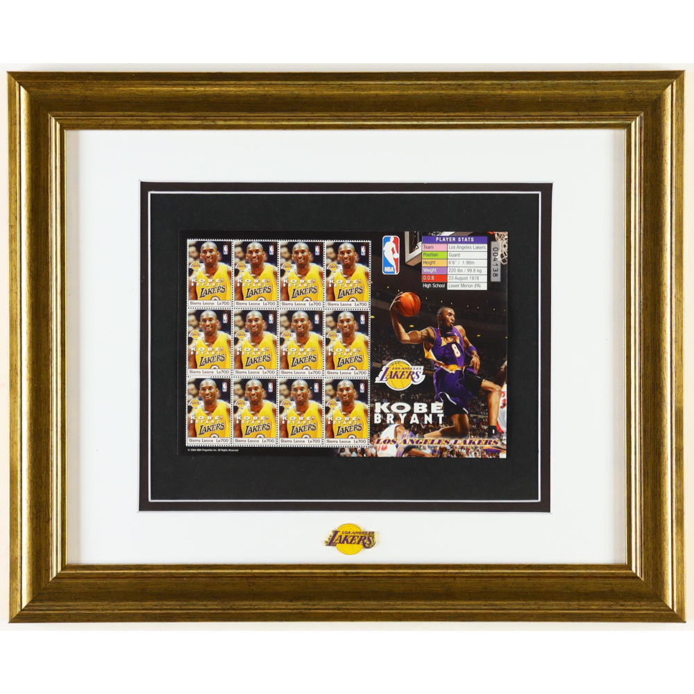 Kobe Bryant Full Uncut Postage Stamp Sheet Custom Framed Display with ...