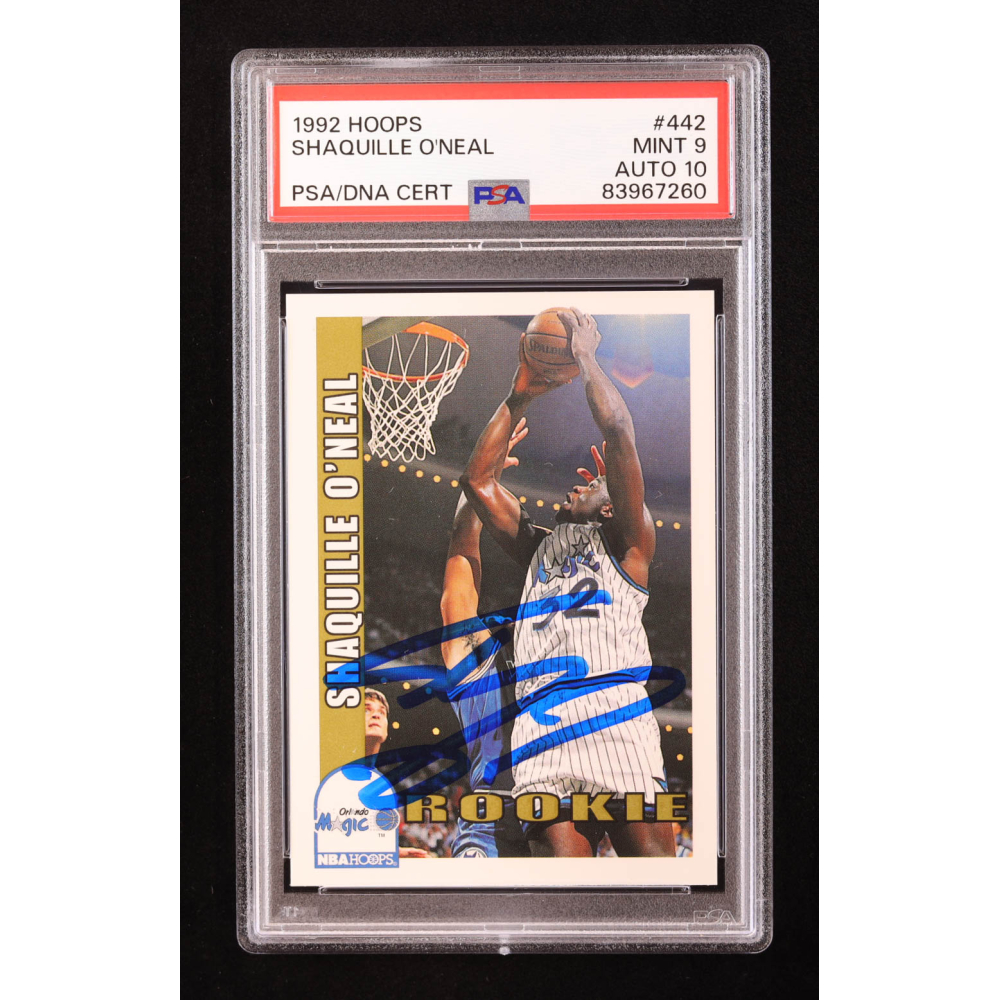 Shaquille O'Neal Signed 1992-93 Hoops #442 RC (PSA 9 | Autograph Grade ...