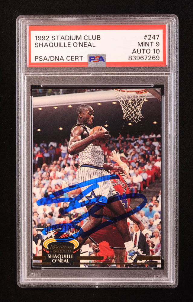 Shaquille O'Neal Signed 1992-93 Stadium Club #247 RC (PSA 9 | Autograph ...