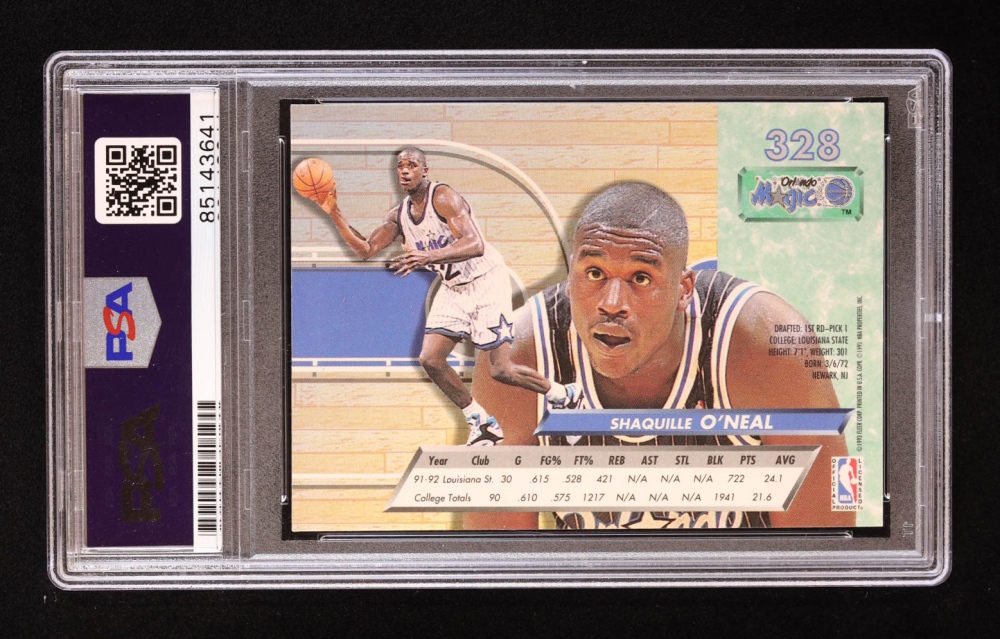 Shaquille O'Neal Signed 1992-93 Ultra #328 RC (PSA | Autograph Grade 10 ...