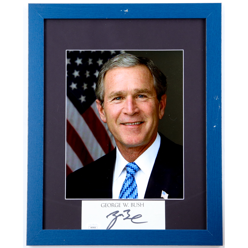 George W. Bush Signed Custom Framed Cut Display (JSA) | Pristine Auction