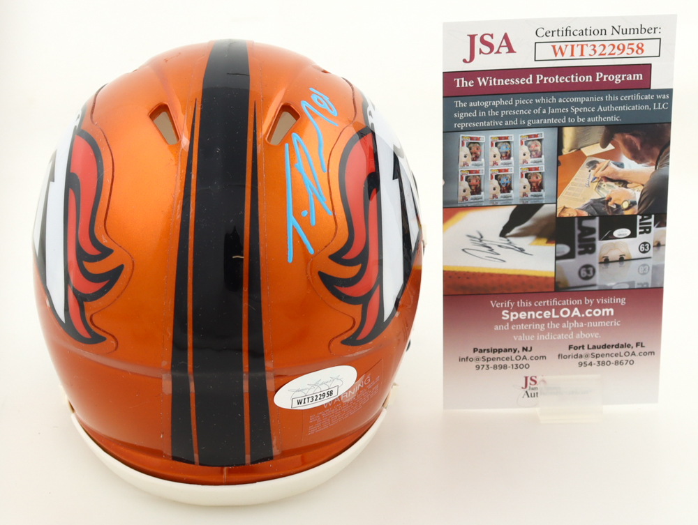 Tim Patrick Signed Broncos Flash Alternate Speed Mini Helmet (JSA ...