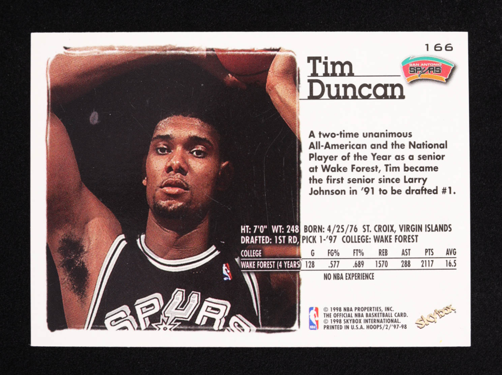 Tim Duncan 1997-98 Hoops #166 RC | Pristine Auction