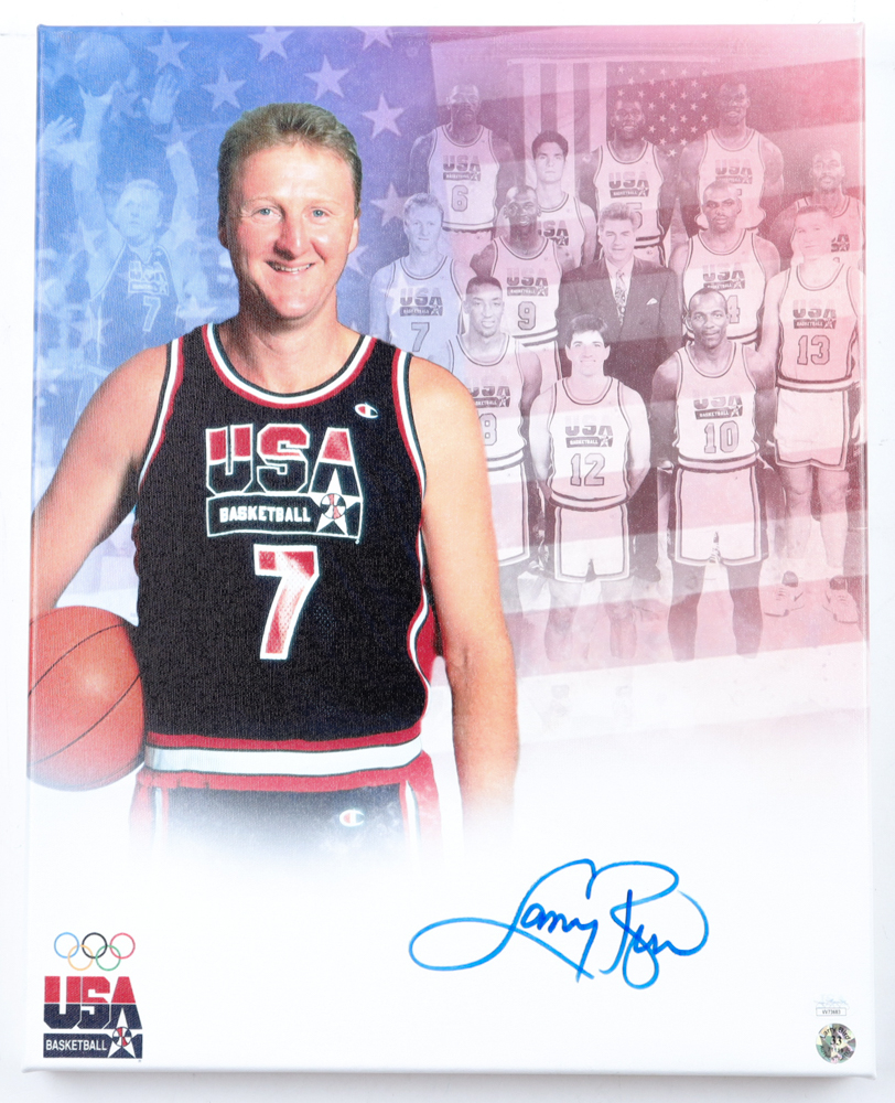 Larry Bird Signed Team USA 16x20 Print on Canvas (JSA & Bird ...