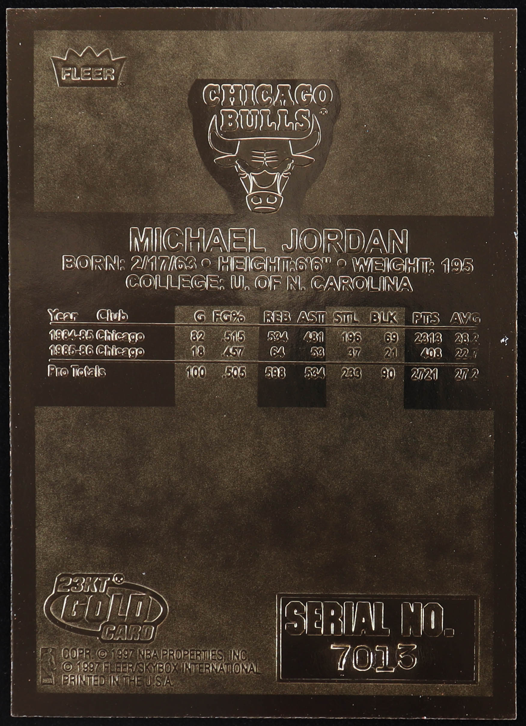 Michael Jordan 1997 Fleer Premier Signature Series Red Holo Refractor ...