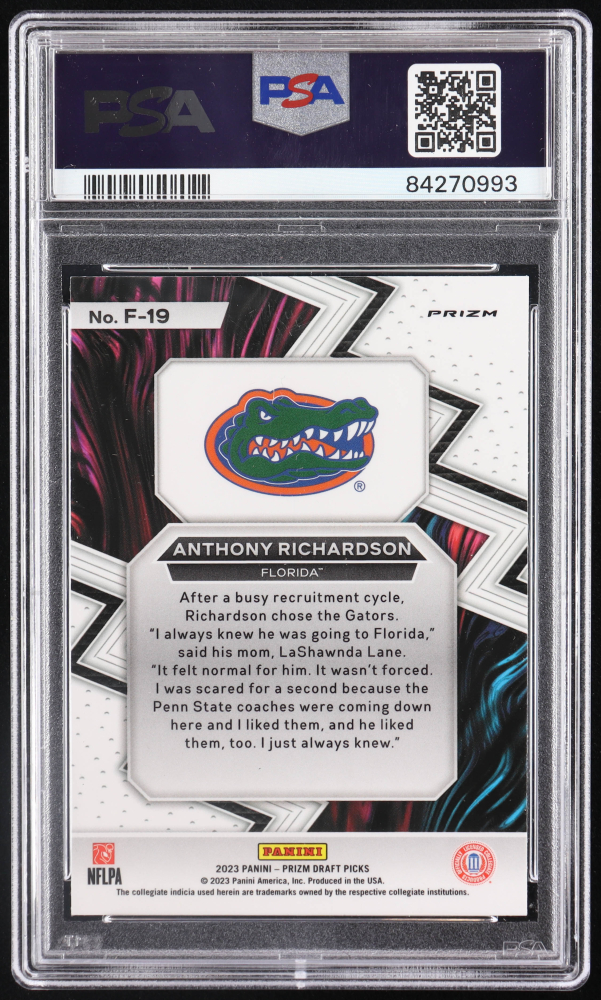 Anthony Richardson 2023 Panini Prizm Draft Picks Fearless Red Ice #19 RC (PSA 10) | Pristine Auction