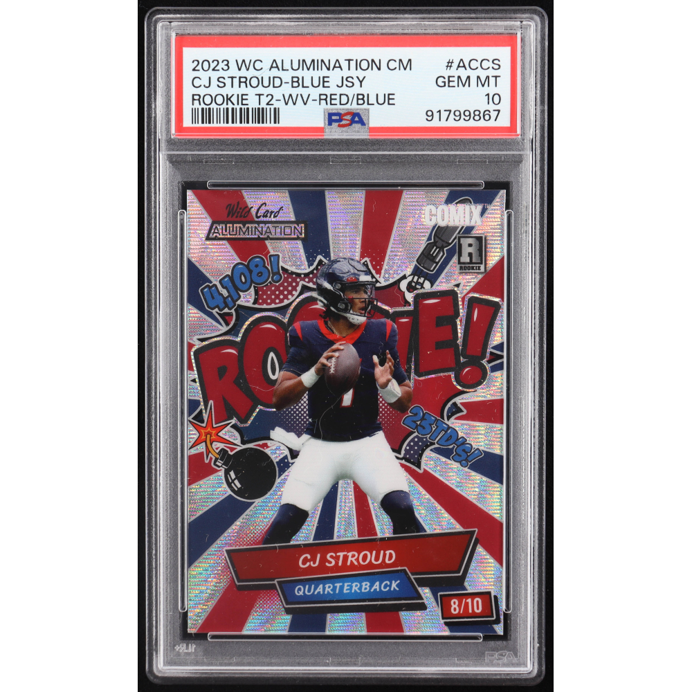 CJ Stroud 2023 Wild Card Alumination Comix Wave Silver #ACCS #08/10 RC (PSA 10) | Pristine Auction