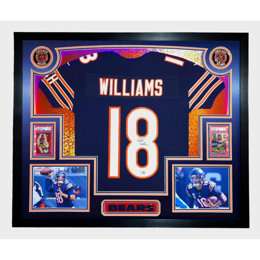 Caleb Williams Signed Bears Custom Framed Nike Elite Jersey with LED ...