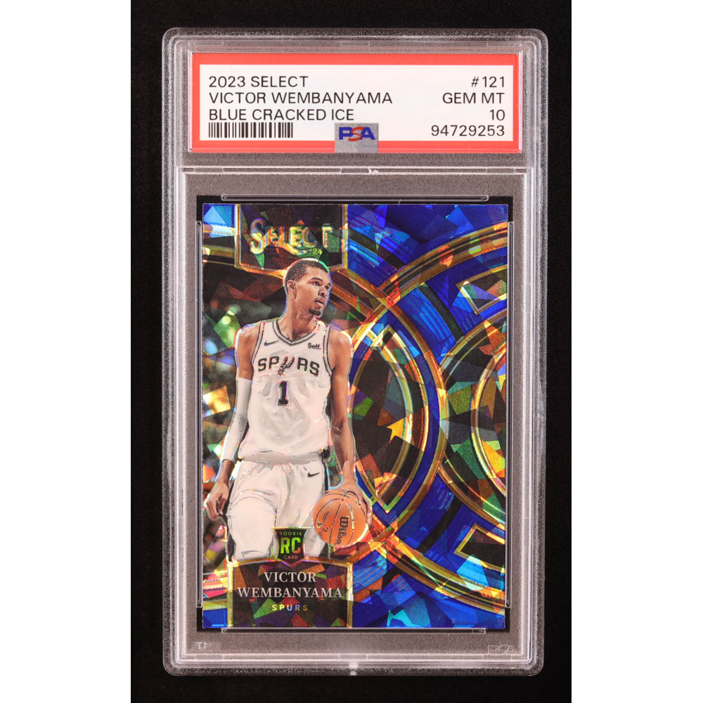 Victor Wembanyama 2023-24 Select Prizms Blue Cracked Ice #121 RC (PSA ...