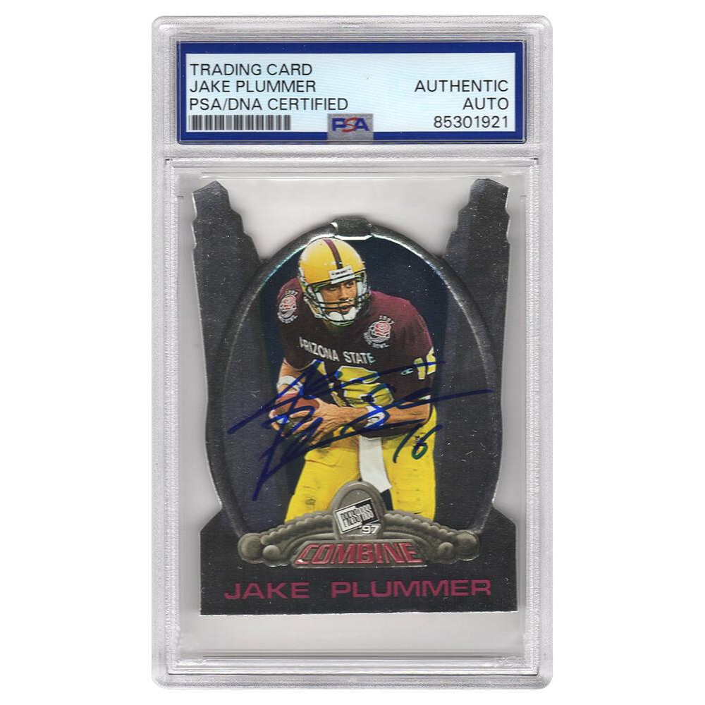 Jake Plummer Signed 1997 Press Pass Combine #42 Inscribed "Snake" (PSA ...
