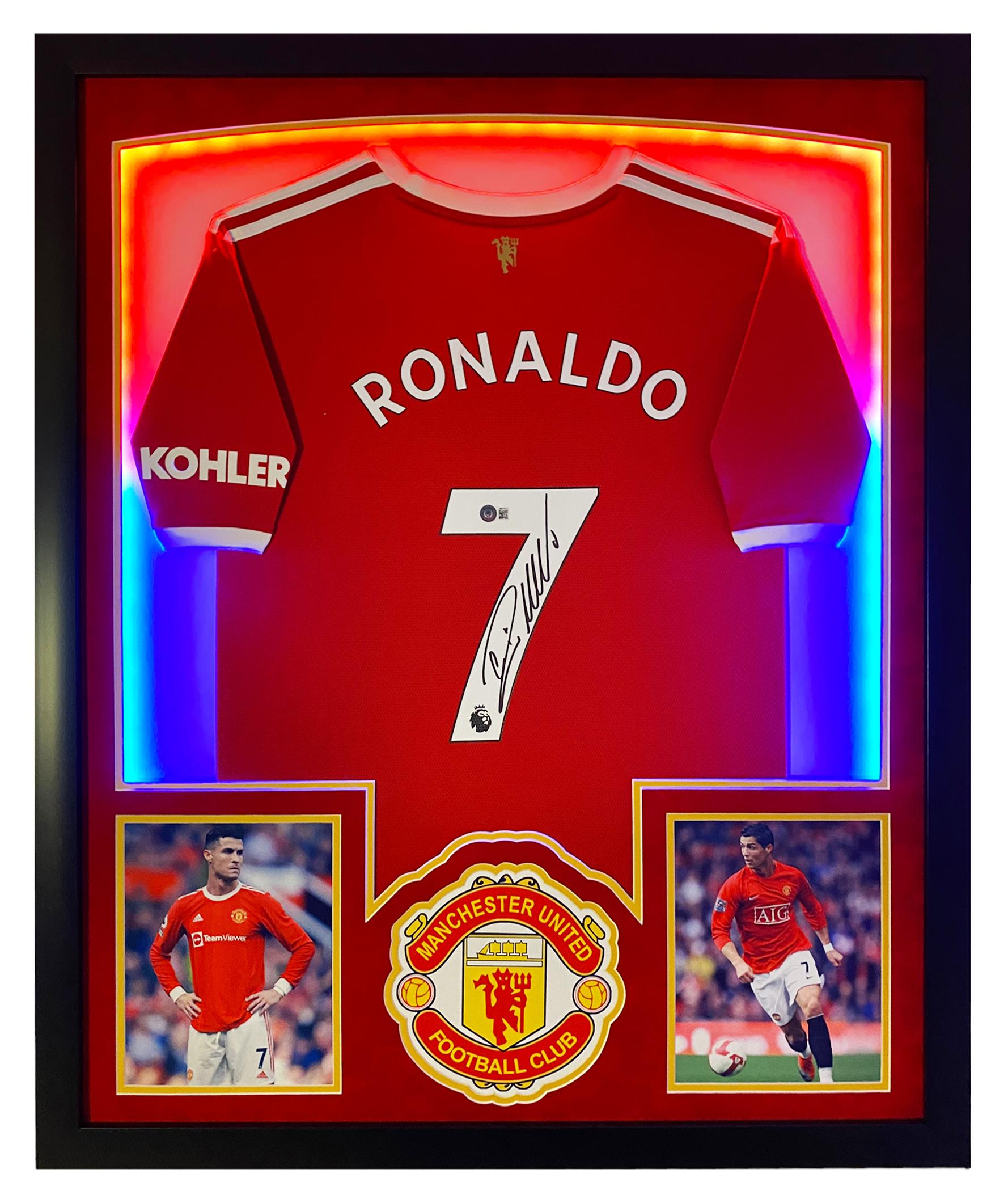 Cristiano Ronaldo Signed Manchester United Custom Framed LED Jersey ...