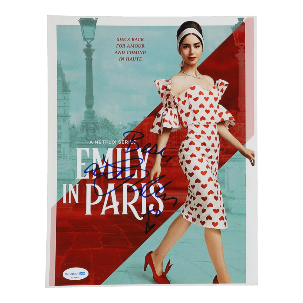 Lily Collins Signed "Emily in Paris" 8x10 Photo Inscribed "XO" (AutographCOA) | Pristine Auction