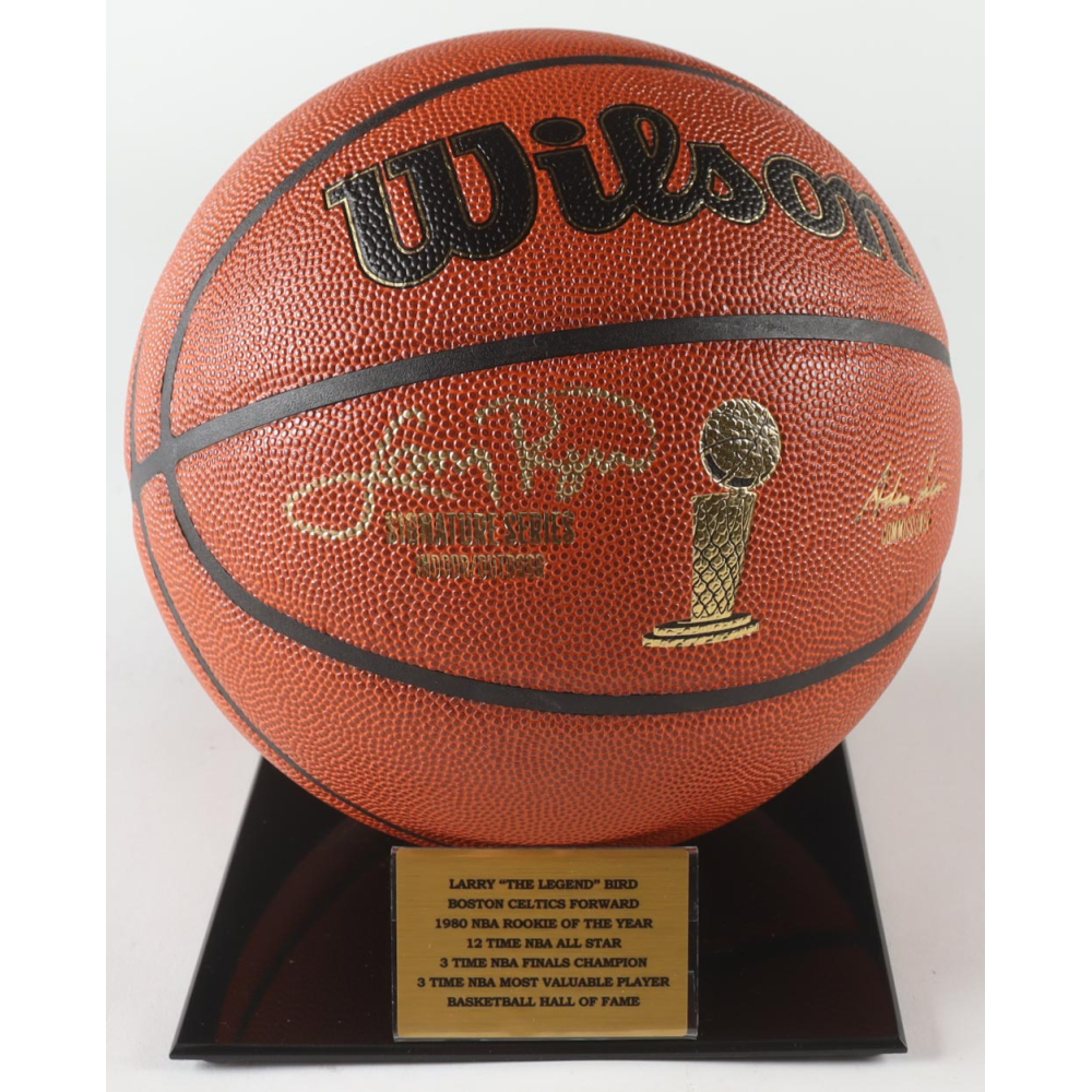 Larry Bird Signed NBA Basketball with Name Plaque (Beckett) | Pristine ...