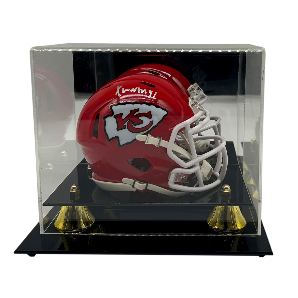 Xavier Worthy Signed Chiefs Mini Speed Helmet with Display Case ...
