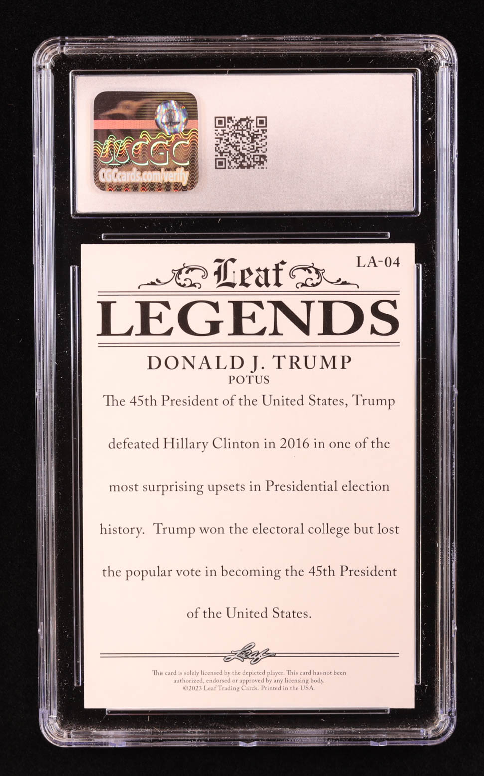 Donald J. Trump 2023 Leaf Legends Achievement #LA04 (CGC 10) | Pristine ...