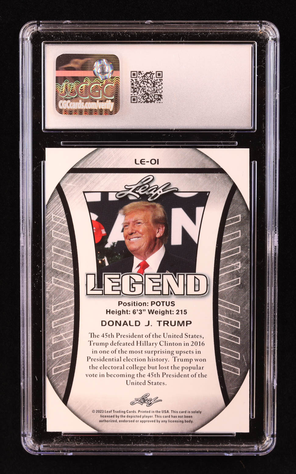 Donald J. Trump 2023 Leaf Special Release Limited Edition #LE01 (CGC 10 ...
