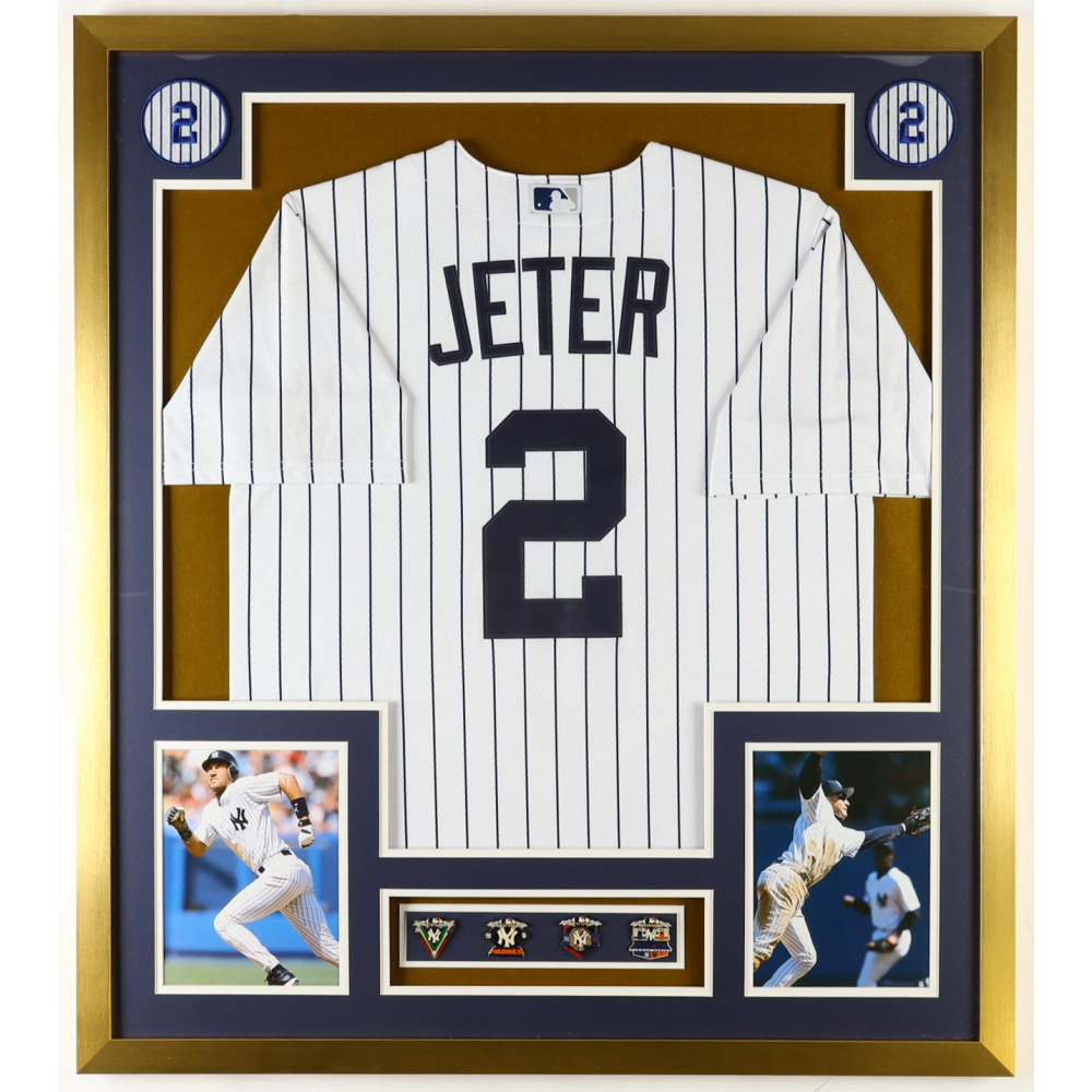 Derek Jeter Custom Framed Yankees Jersey Display With (4) World Series ...