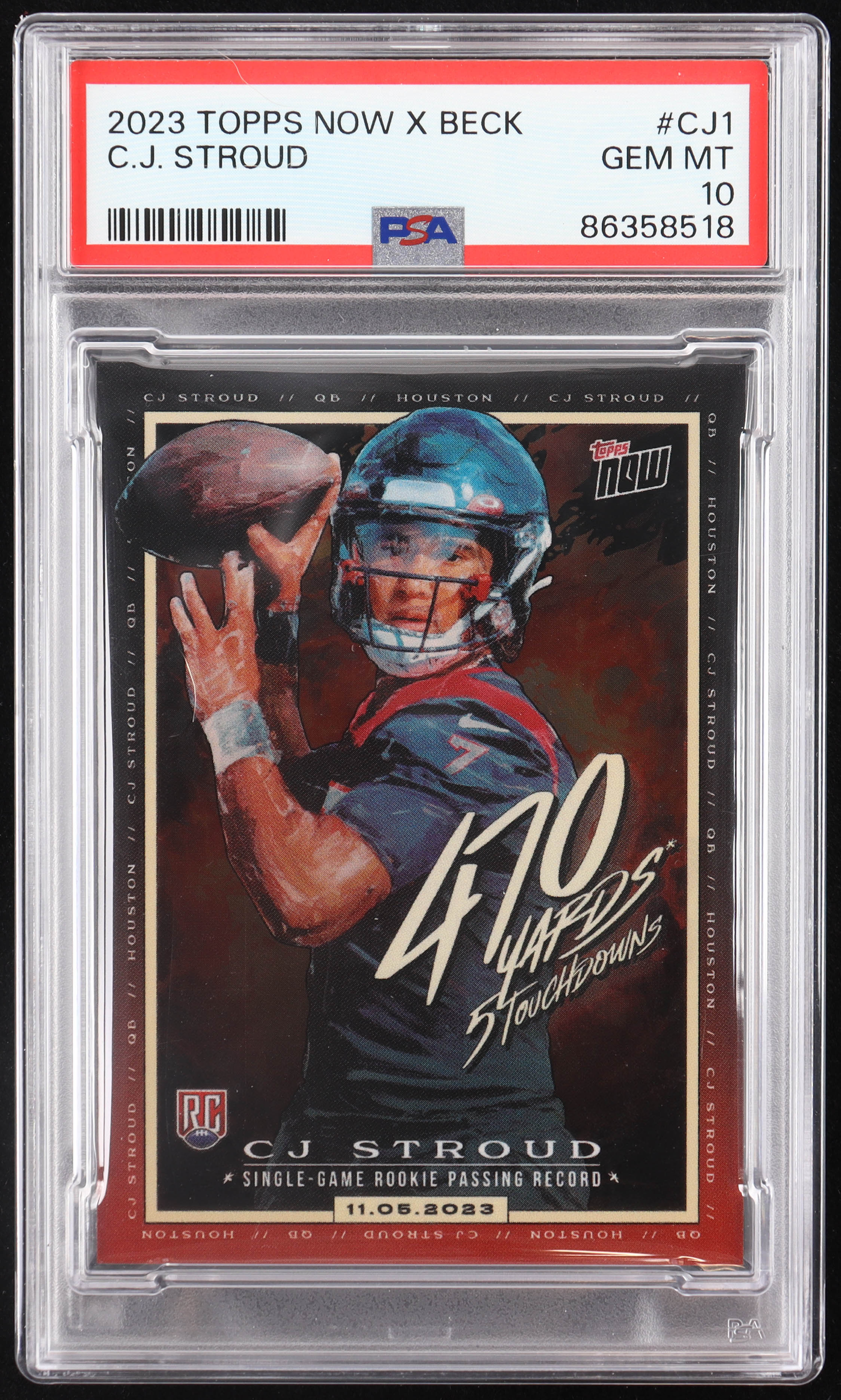 CJ Stroud 2023 Topps Now CJ Stroud Record Breaker #CJ1 RC (PSA 10 ...