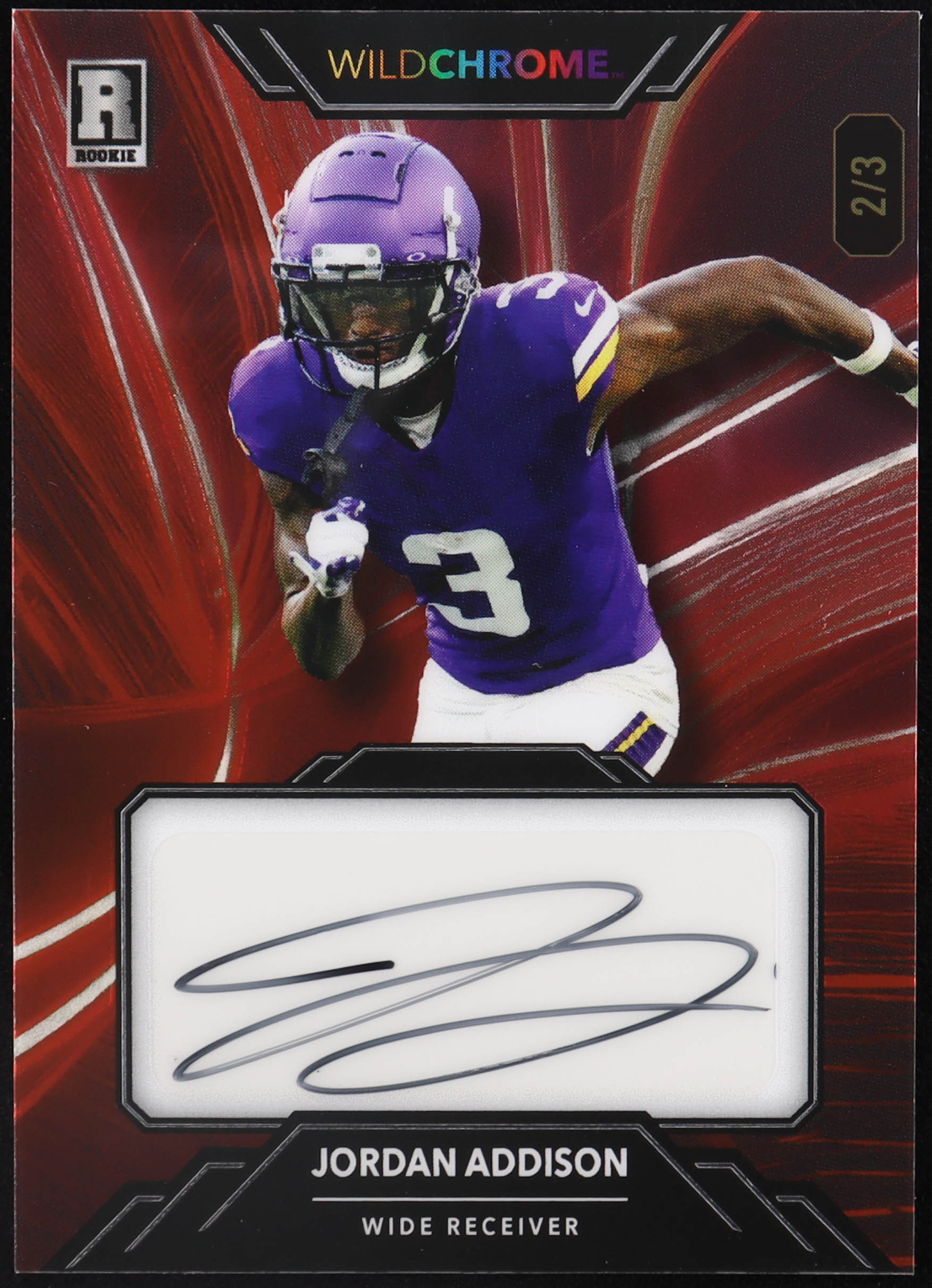 Jordan Addison 2023 Wild Card Wild Chrome Autographs Red #WCLPRA RC #2/ ...