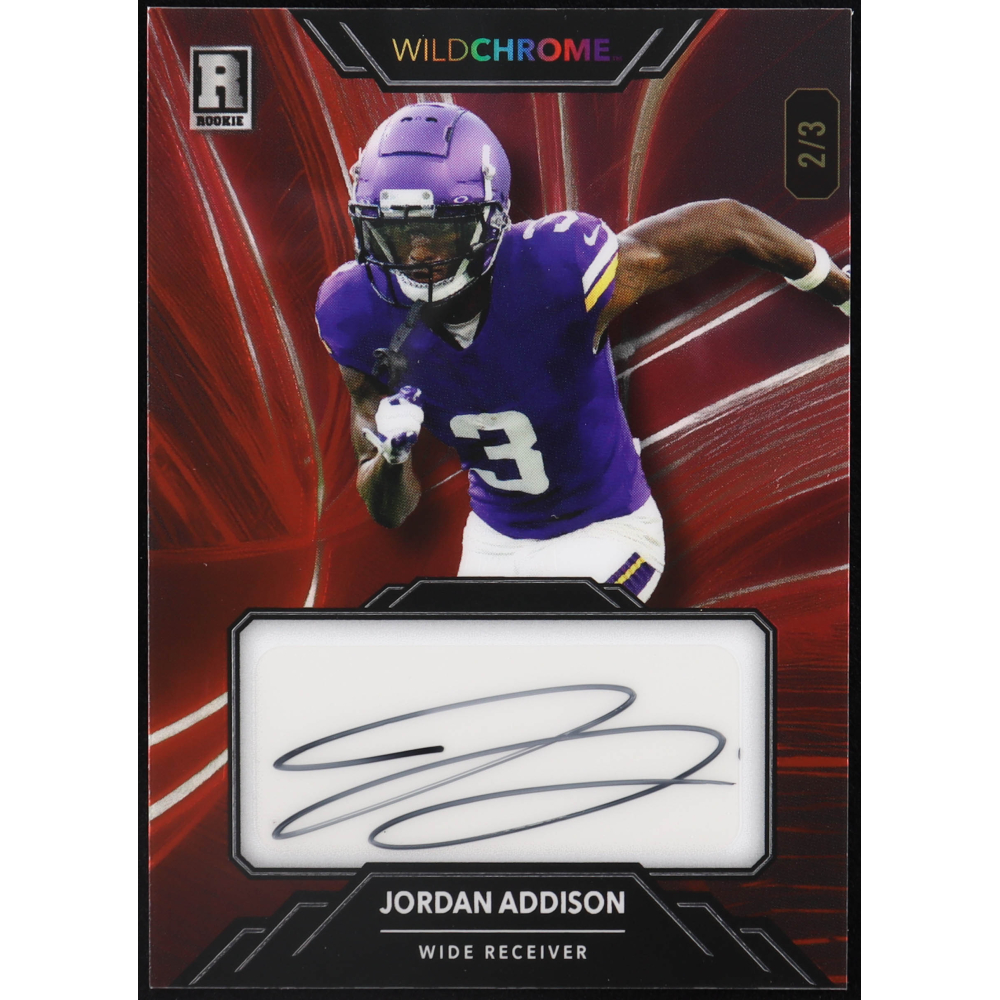 Jordan Addison 2023 Wild Card Wild Chrome Autographs Red #WCLPRA RC #2/ ...