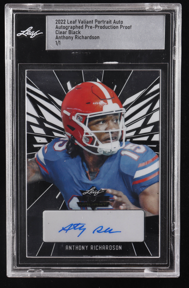 Anthony Richardson 2022 Leaf Valiant Portrait Autograph Clear Black Pre ...