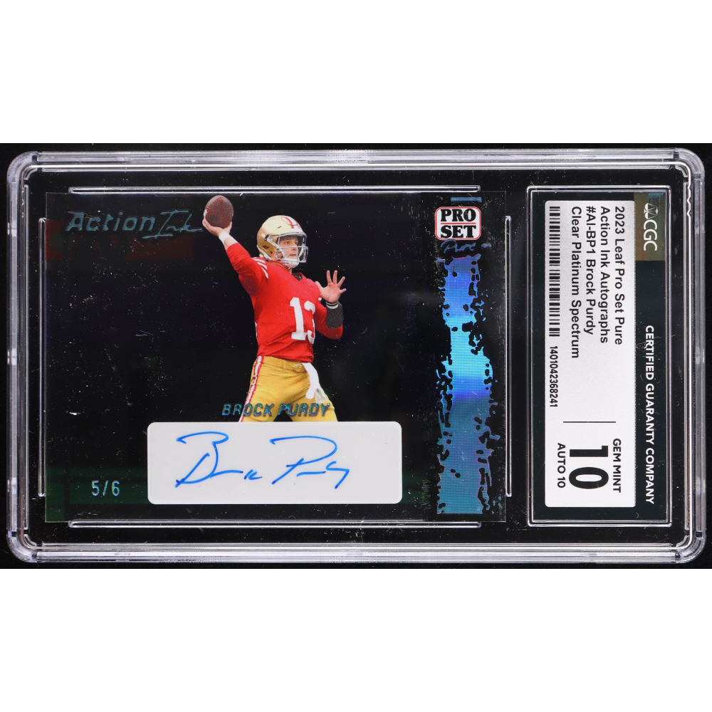 Brock Purdy 2023 Leaf Pro Set Pure Action Ink Autographs Clear Platinum ...