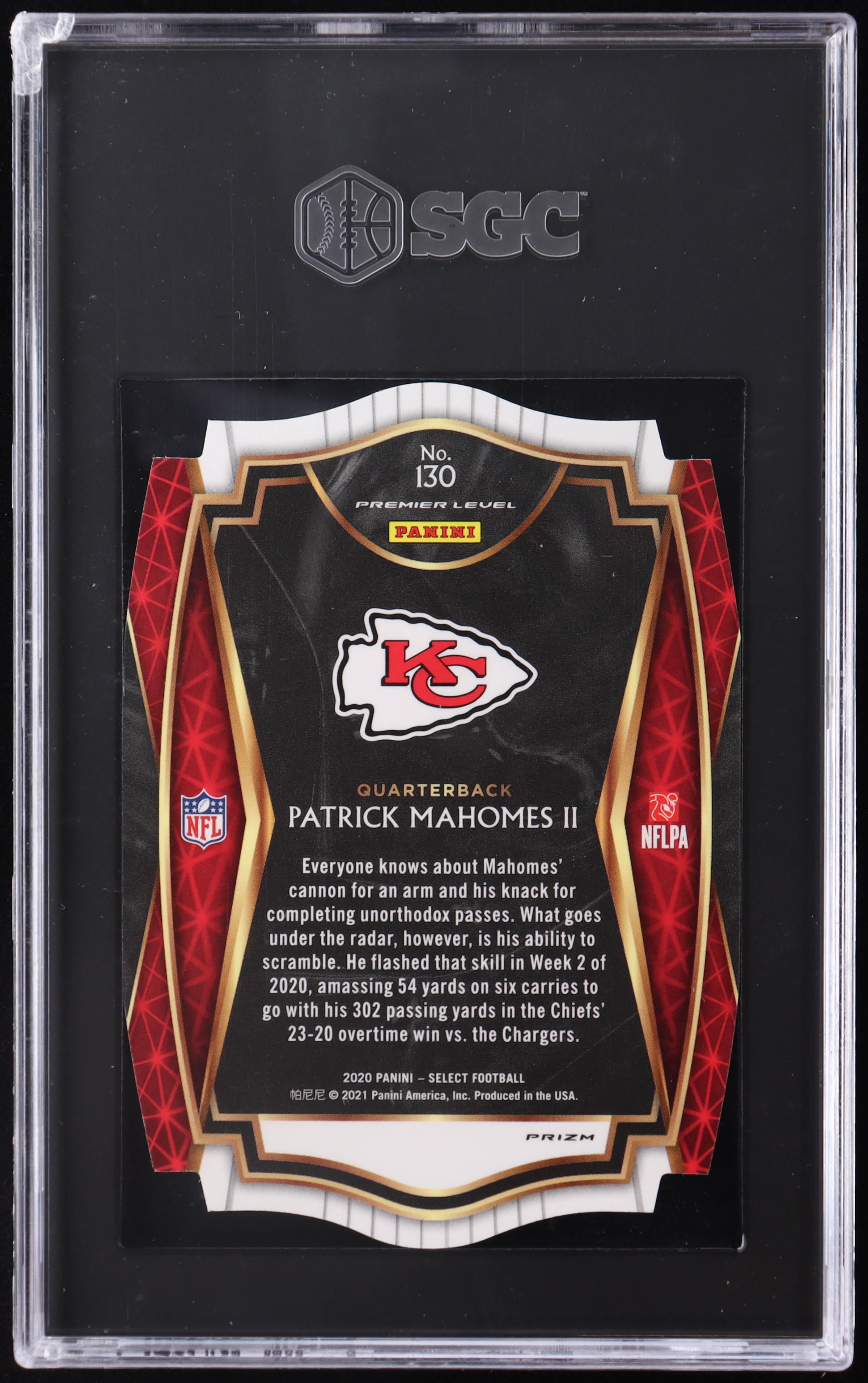 Patrick Mahomes II 2020 Select Prizm Neon Green Die Cut #130 (SGC 10 ...