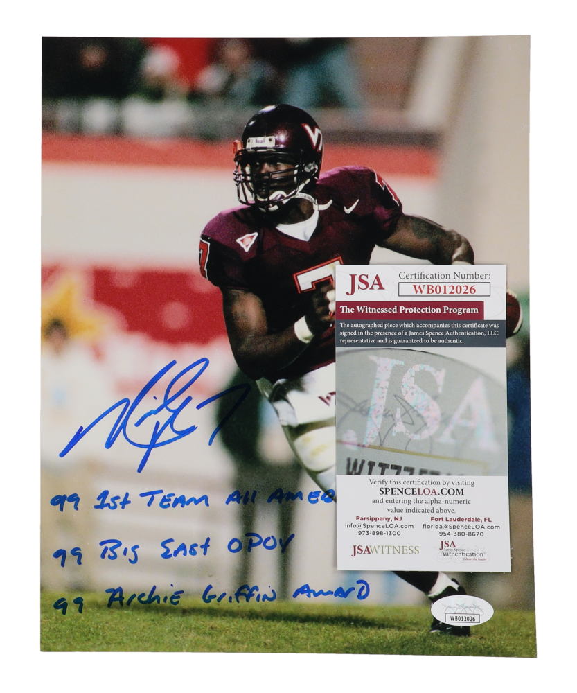 Michael Vick Signed Hokies 8x10 Photo With Career Stat Inscriptions ...