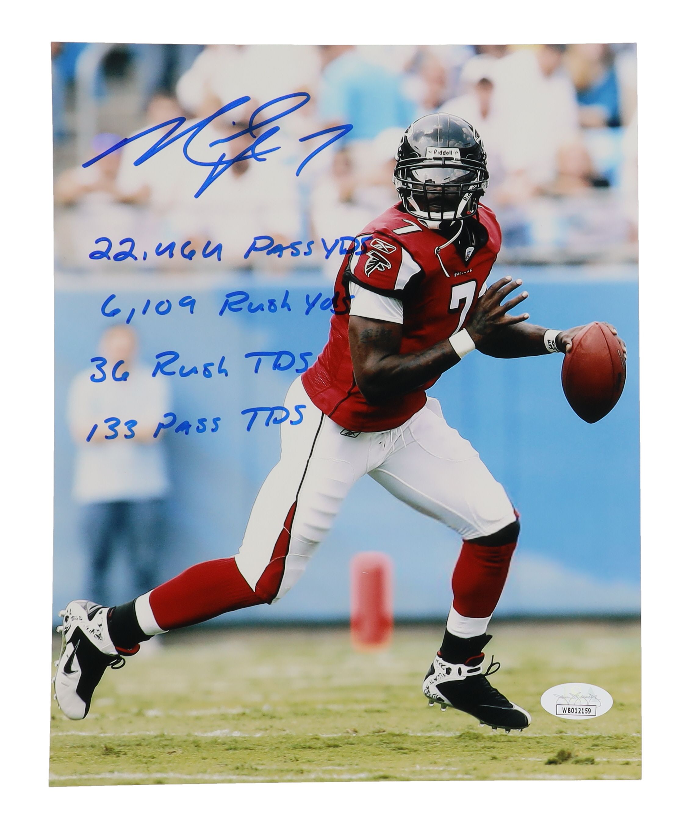 Michael Vick Signed Falcons 8x10 Photo With Career Stat Inscriptions ...