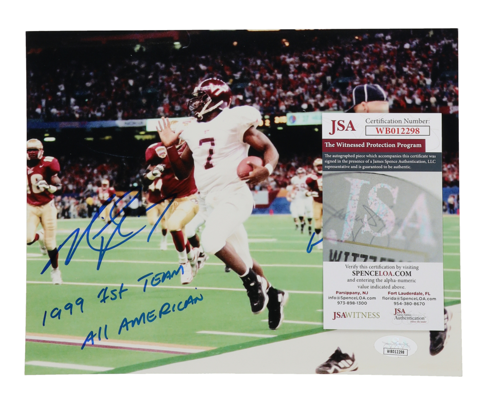 Michael Vick Signed Virginia Tech Hokies 8x10 Photo Inscribed "1999 1st ...