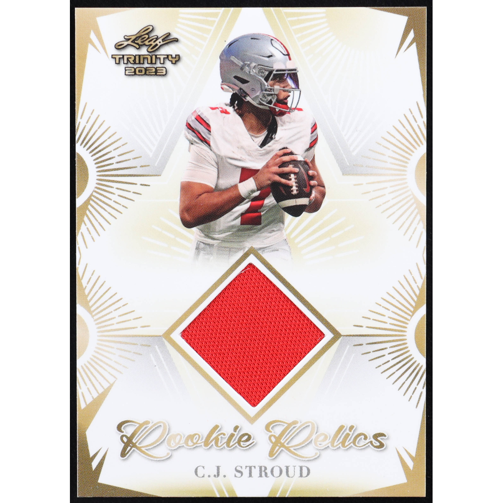 CJ Stroud 2023 Leaf Trinity Rookie Relics Gold #RR6 RC | Pristine Auction