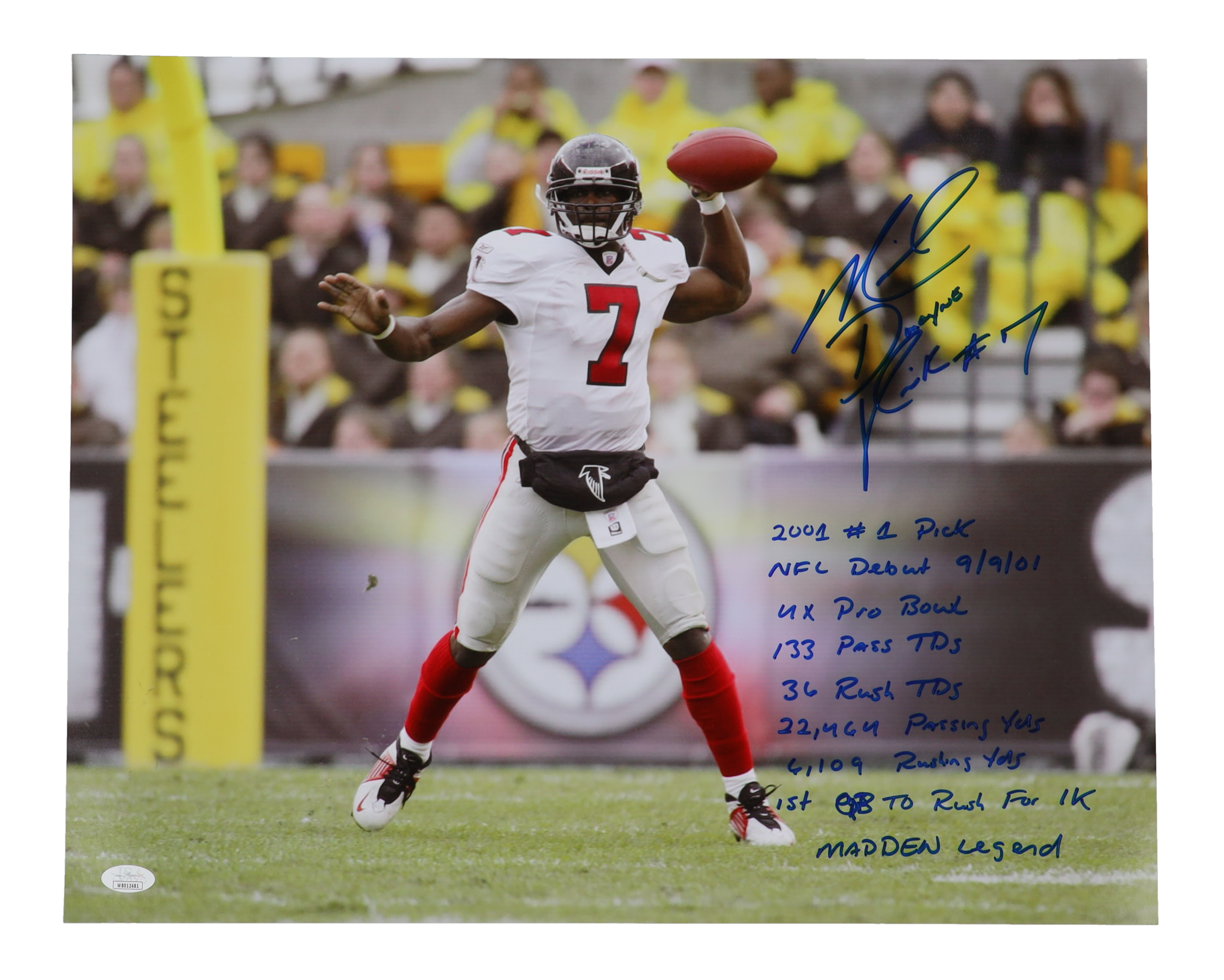 Michael Dwayne Vick Signed Falcons 16x20 Photo With Career Stat ...