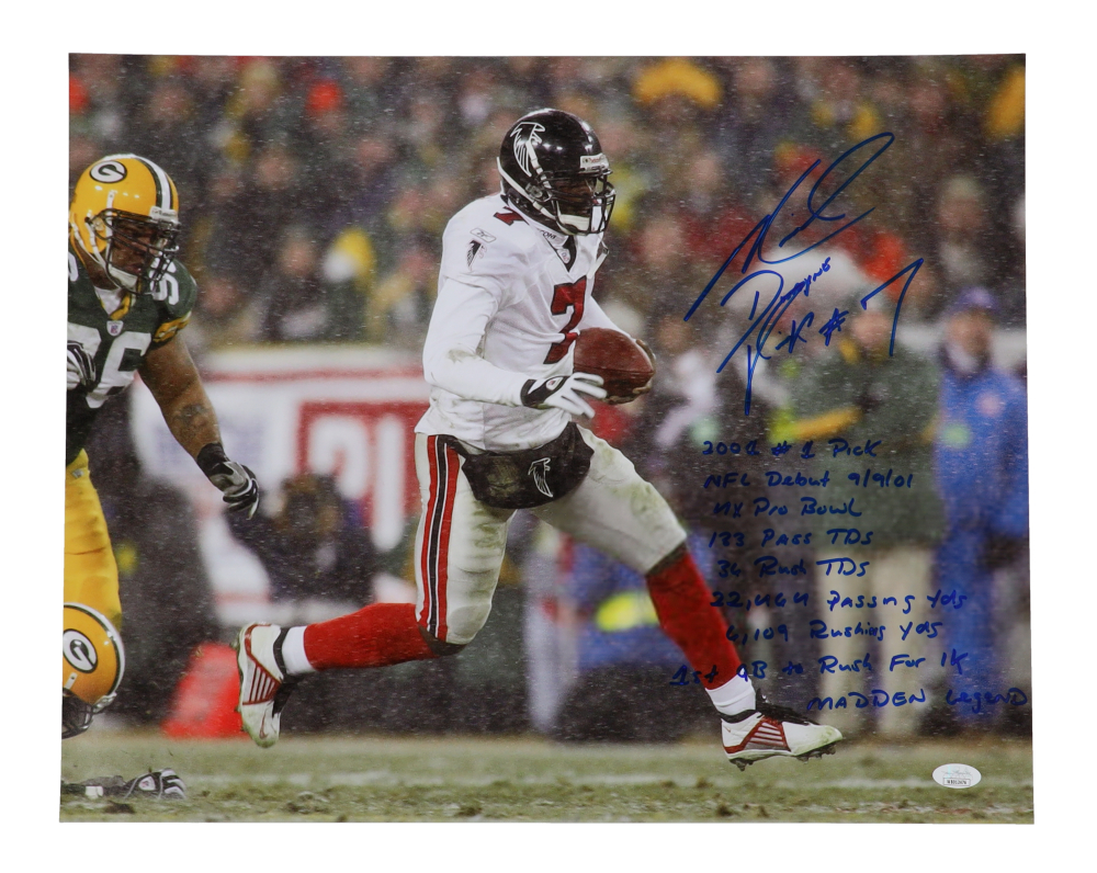 Michael Dwayne Vick Signed Falcons 16x20 Photo With Career Stat ...
