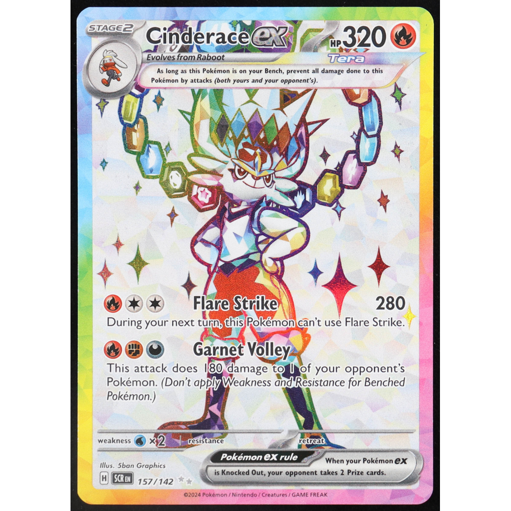 Cinderace ex 2024 Pokemon Scarlet and Violet Stellar Crown #157 Holo ...