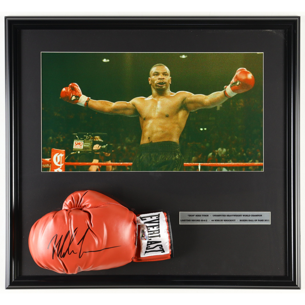 Mike Tyson Signed Custom Framed Everlast Boxing Glove Display With Name ...